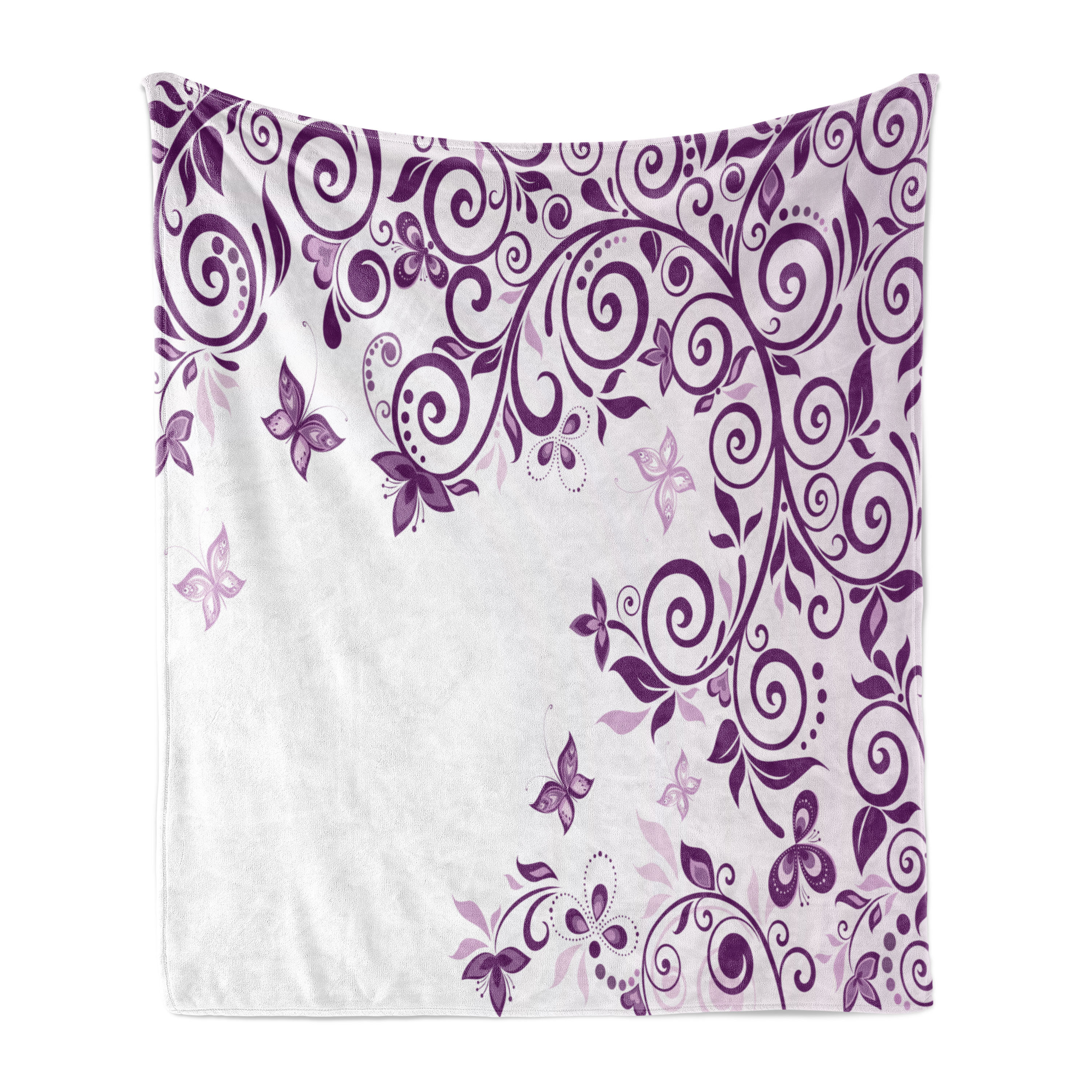 Ambesonne Mauve Fleece Throw Blanket Lilium Floral Branch Violet | Wayfair