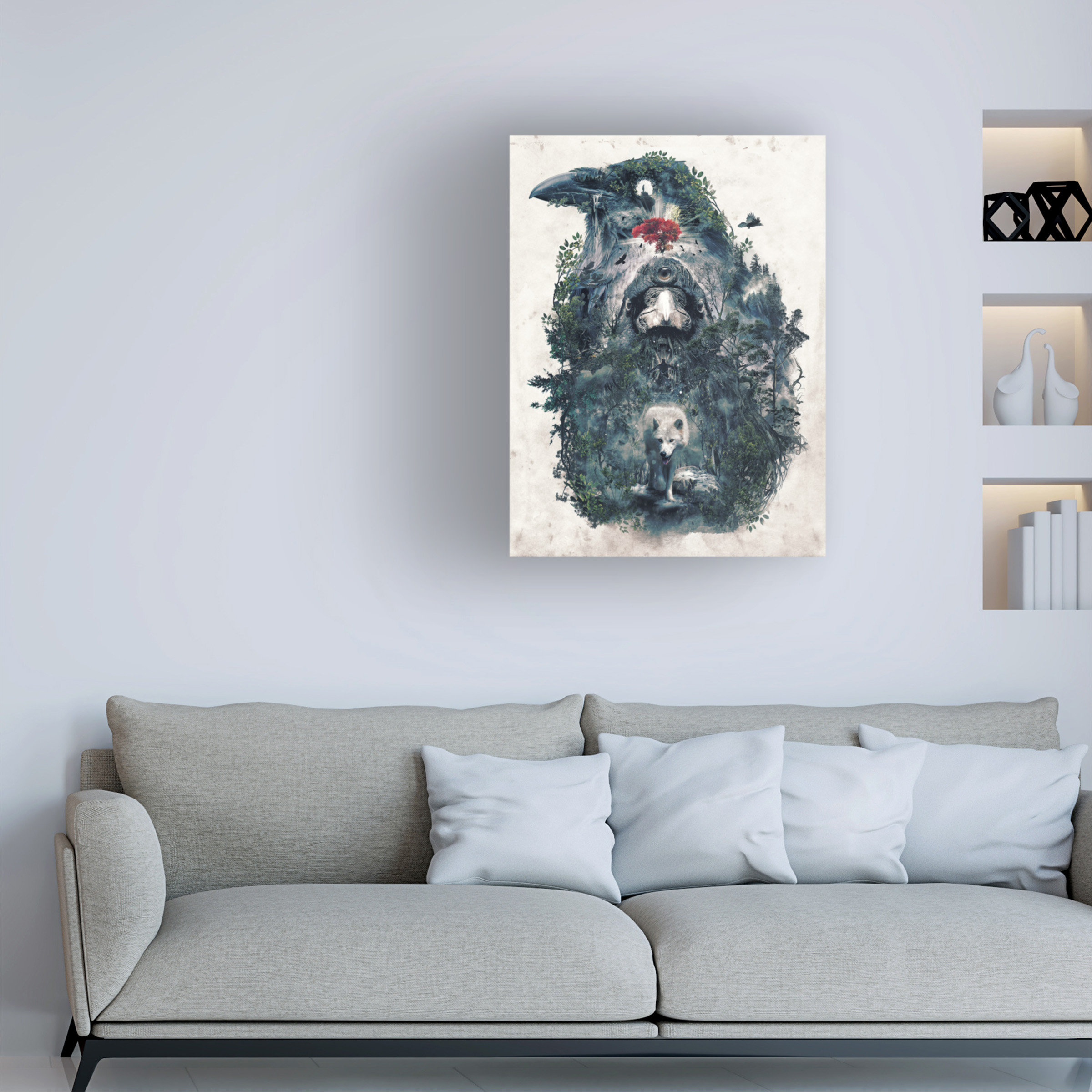 Trademark Fine Art Barrett Biggers Wolves And Ravens Canvas Art ...