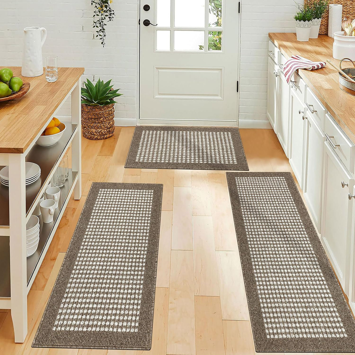 Latitude Run® Kitchen Mat Sets 3 Piece ,Minimalist 3D Lattice Kitchen ...