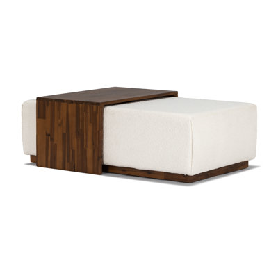 Latitude Run® Babs 48" Luxury Ivory Boucle Upholstered Sliding Ottoman ...