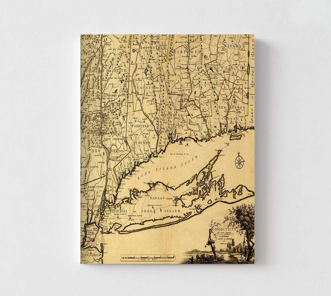 WeFrameArt Connecticut And Ports Adjacent 1777, Connecticut Map Print ...