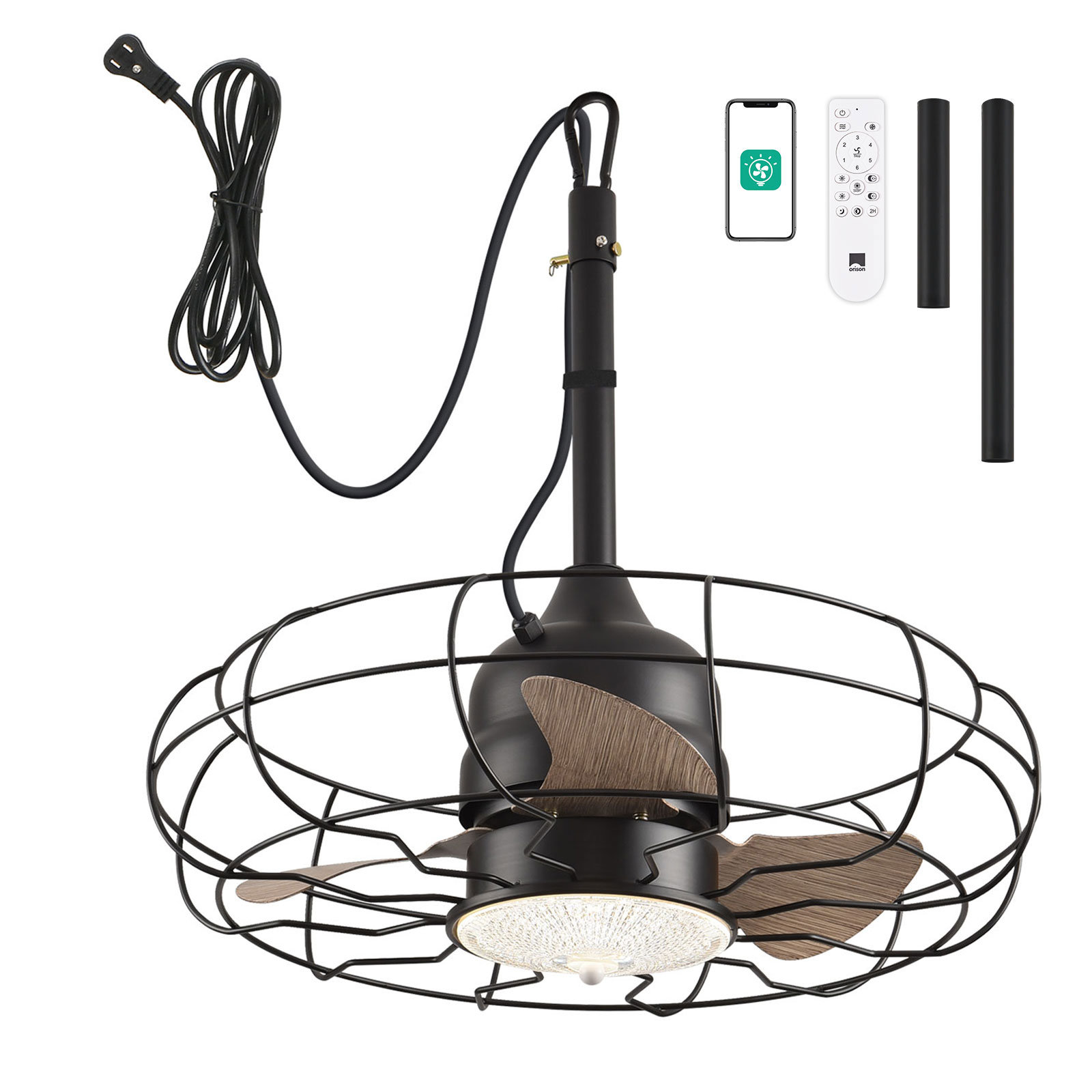 17 Stories Yimi 24" Outdoor Ceiling Fan with LED Lights for Patio and ...