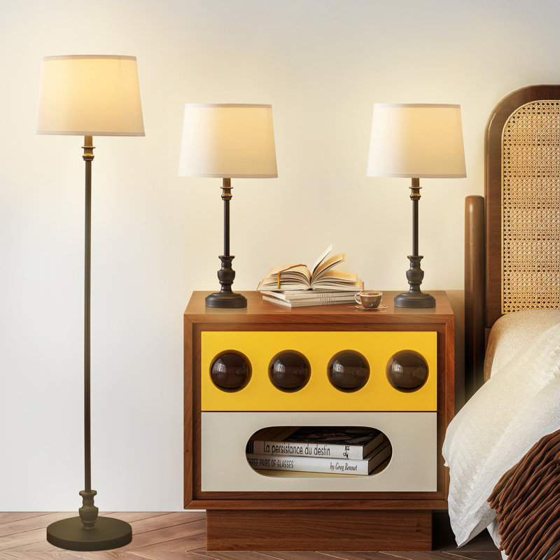 Red Barrel Studio® Kailoni Floor & Table Lamp Set (Set of 3) | Wayfair