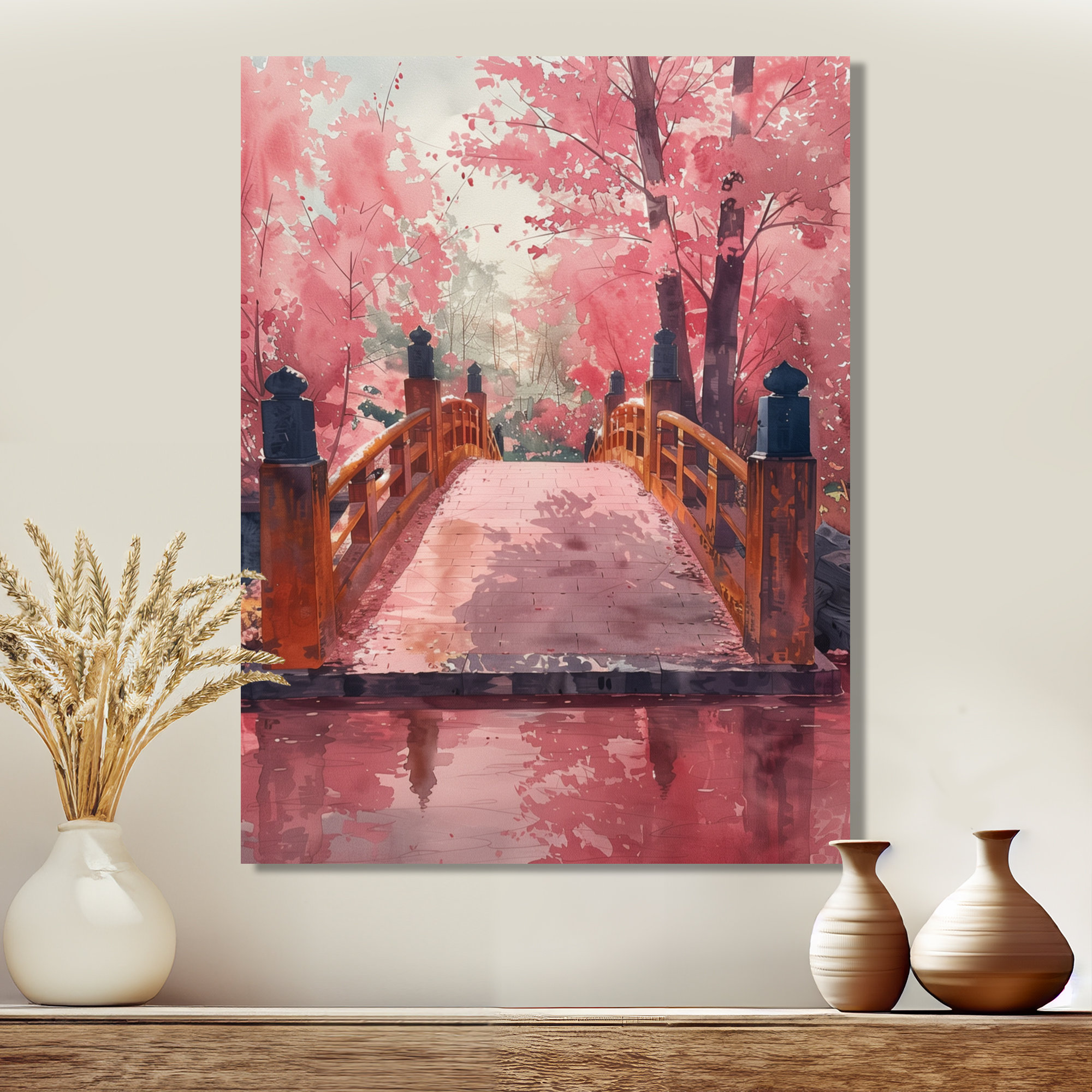 Dakota Fields Pink Brown Spring Bridge Of Dreams Blooms III - Bridges ...