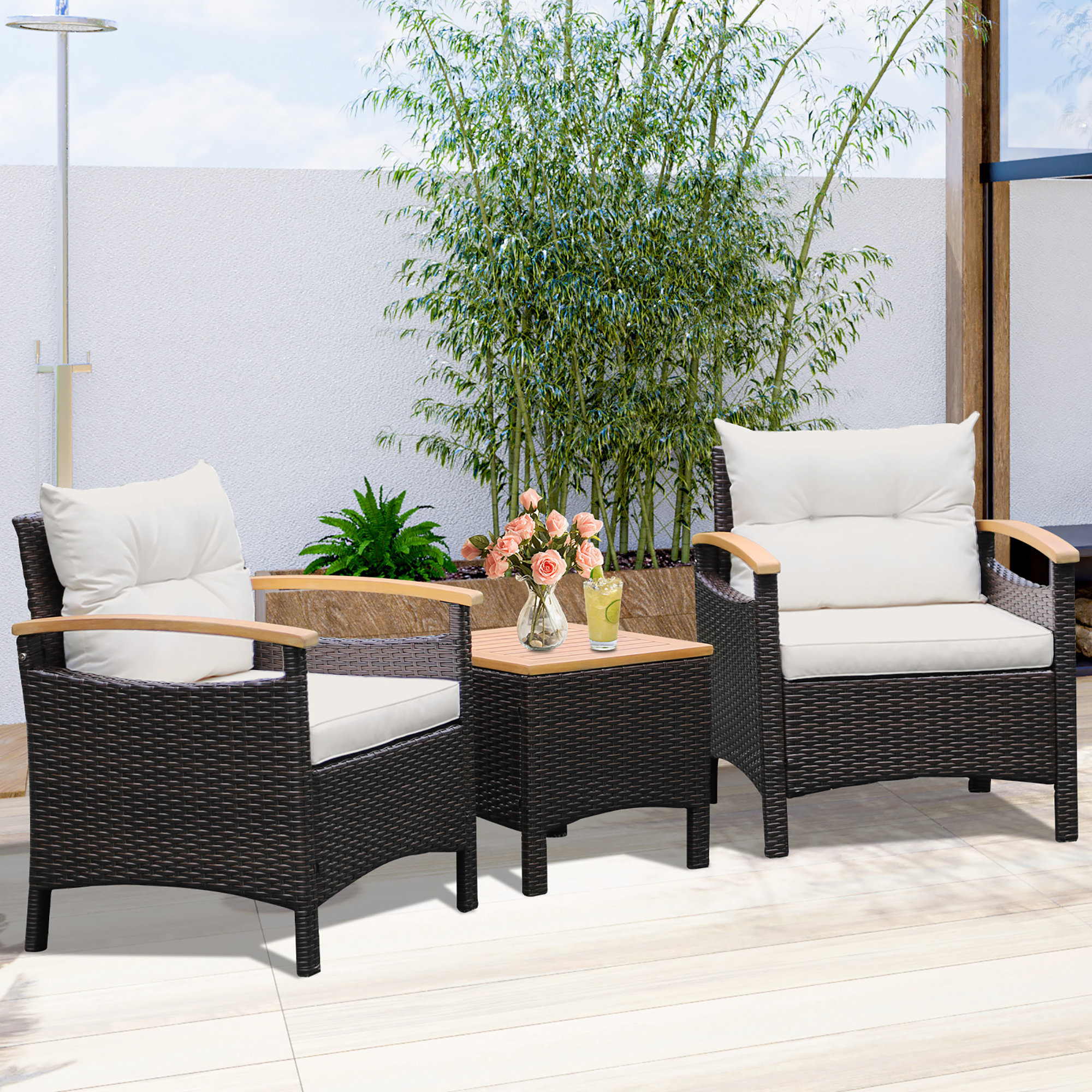 Ebern Designs Carly-Ann 2 - Person Outdoor Seating Group with Cushions ...