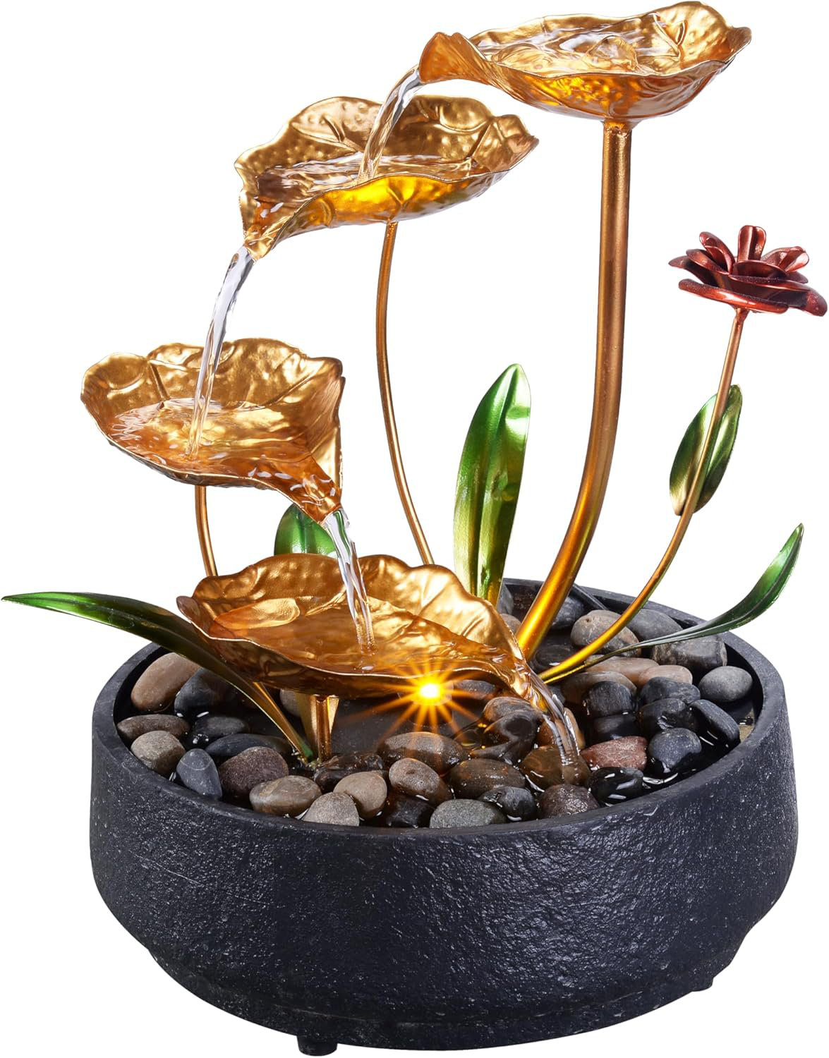 Ophelia & Co. Tabletop Fountain Metal Lotus Circulating Fountain Water ...