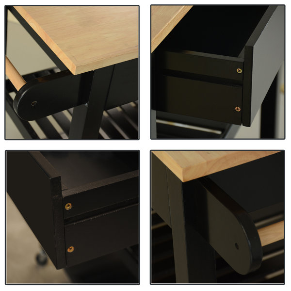 Red Barrel Studio® Rolling Prep Table with Manufactured Wood Top | Wayfair