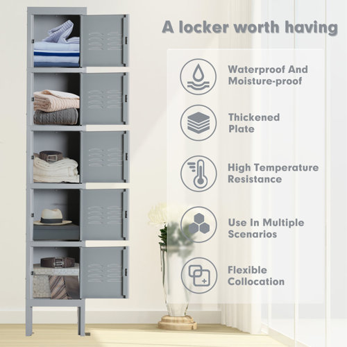 SUNCROWN Metal 5 - Tier 12'' Employee Locker | Wayfair