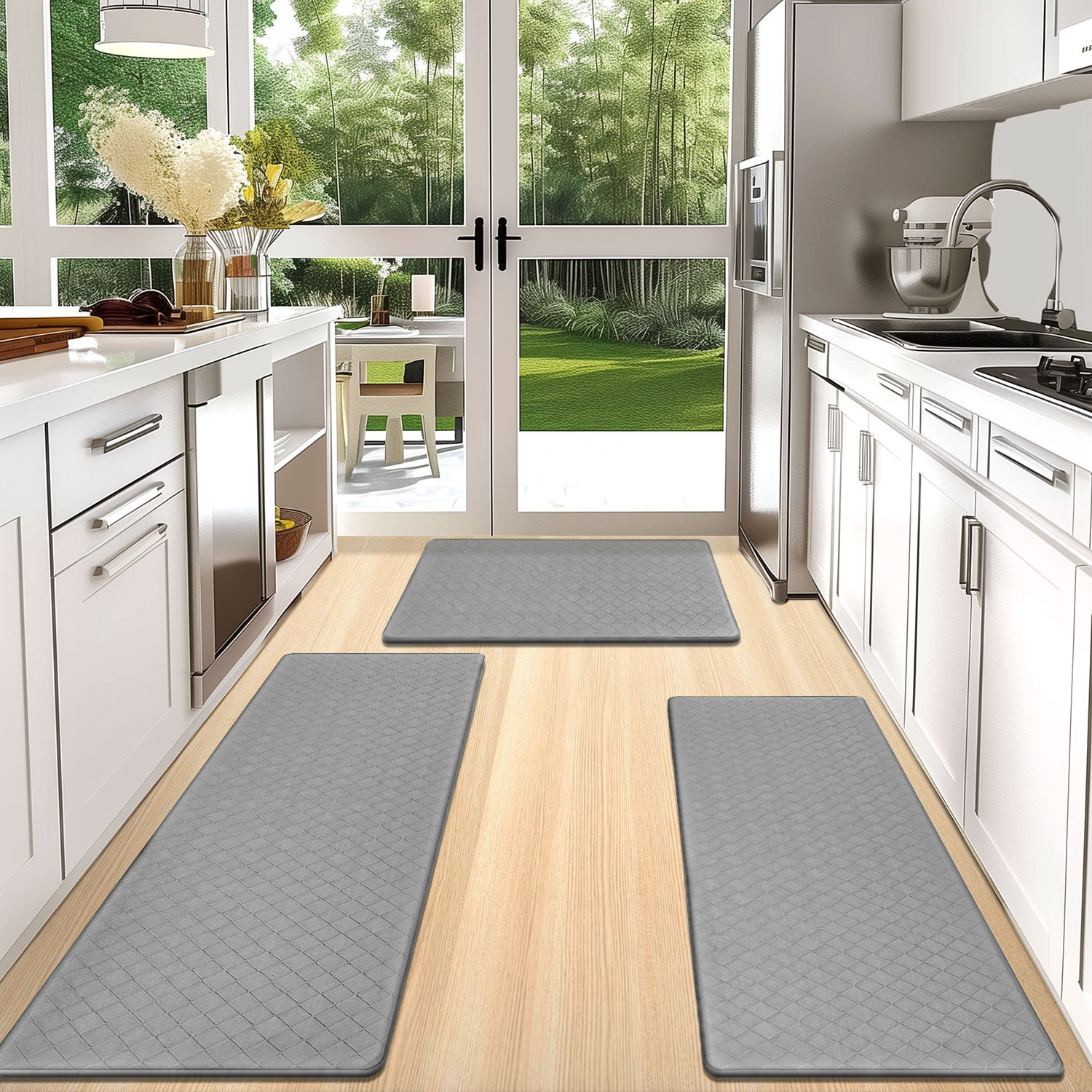 Latitude Run® Cushioned Anti Fatigue Kitchen Rug Set Kitchen Mats 3 PCS ...