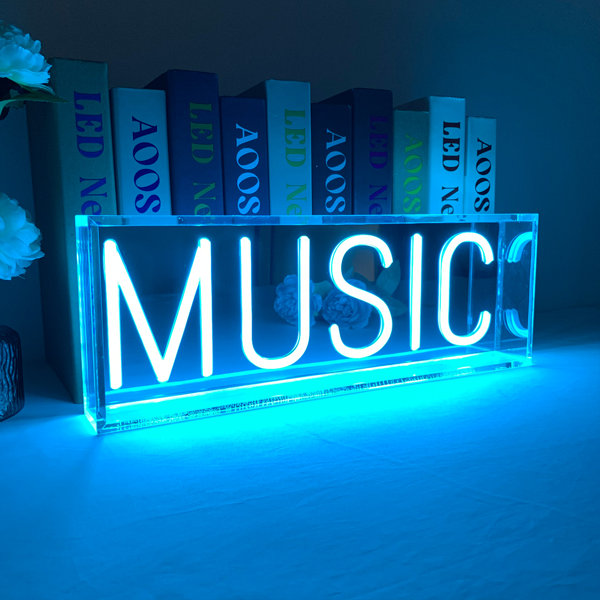 Trinx Music 16" LED Neon Sign Box - Wayfair Canada