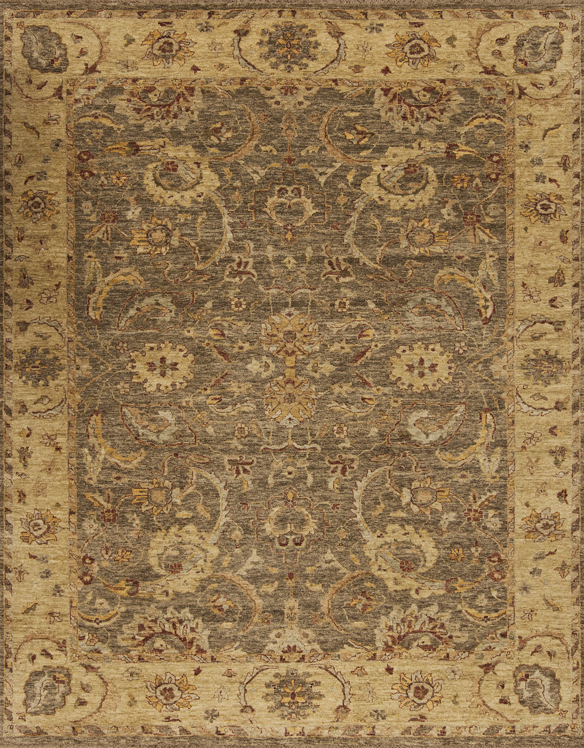 Samad Rugs Essence Oriental Hand Knotted Wool Stone/Champagne Area Rug ...
