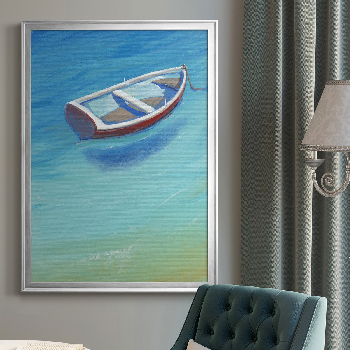 Longshore Tides Anchored Dingy II Premium Framed Canvas - Ready To Hang ...