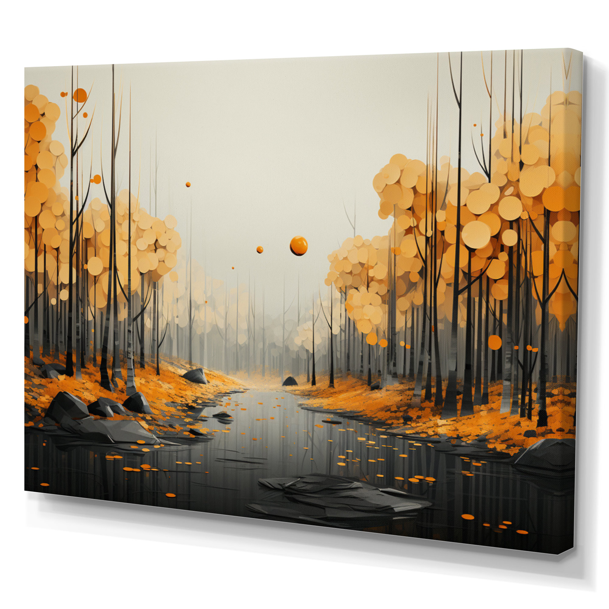 Millwood Pines Berda Bold Yellow and Gray Forest I - Print | Wayfair