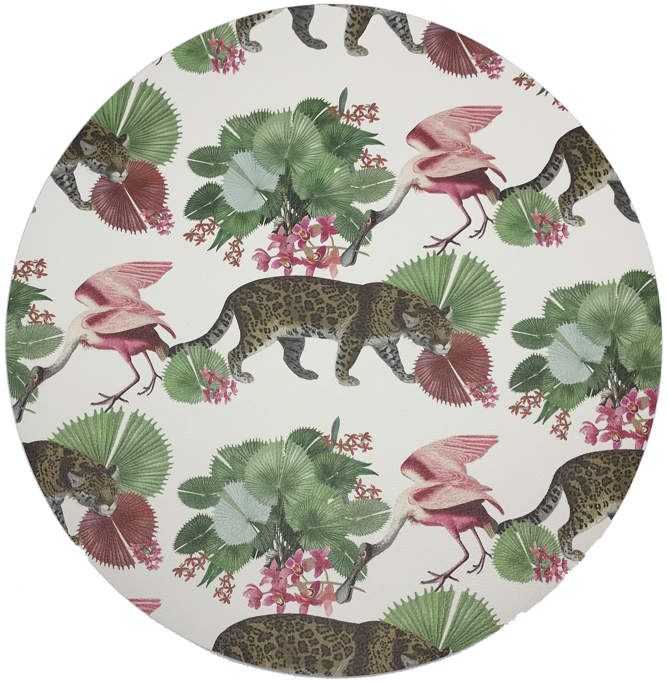 Nicolette Mayer Leopard Walk Vegan Leather Round Pebble Placemat | Wayfair