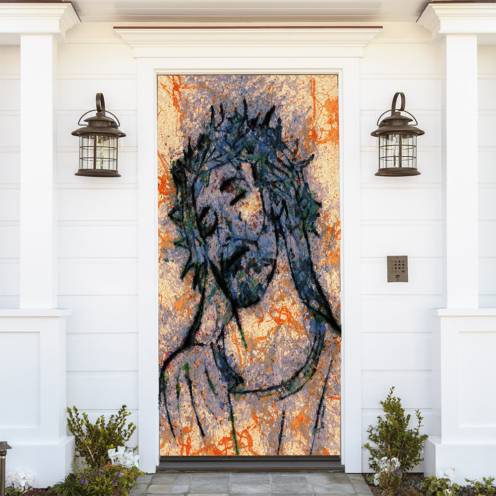 The Holiday Aisle® Abstract Jesus Door Mural | Wayfair