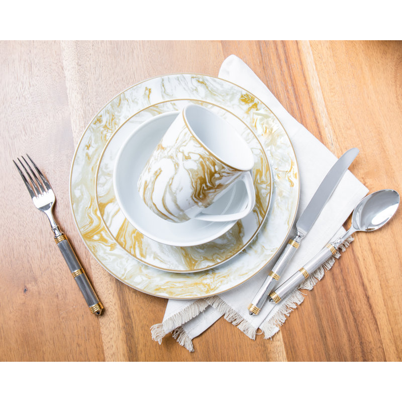 Godinger Silver Art Co Castello 18/10 Stainless Steel Gold 20 Piece Set ...