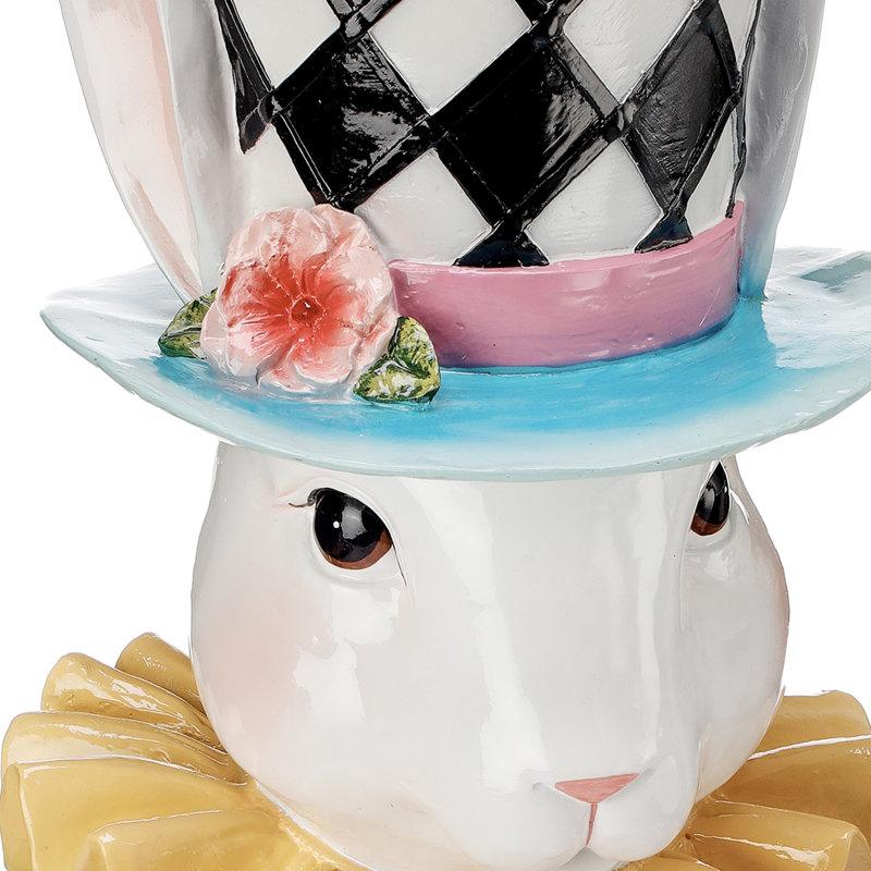 The Holiday Aisle® Resin Hatter Bunny Planter 18.25" | Wayfair