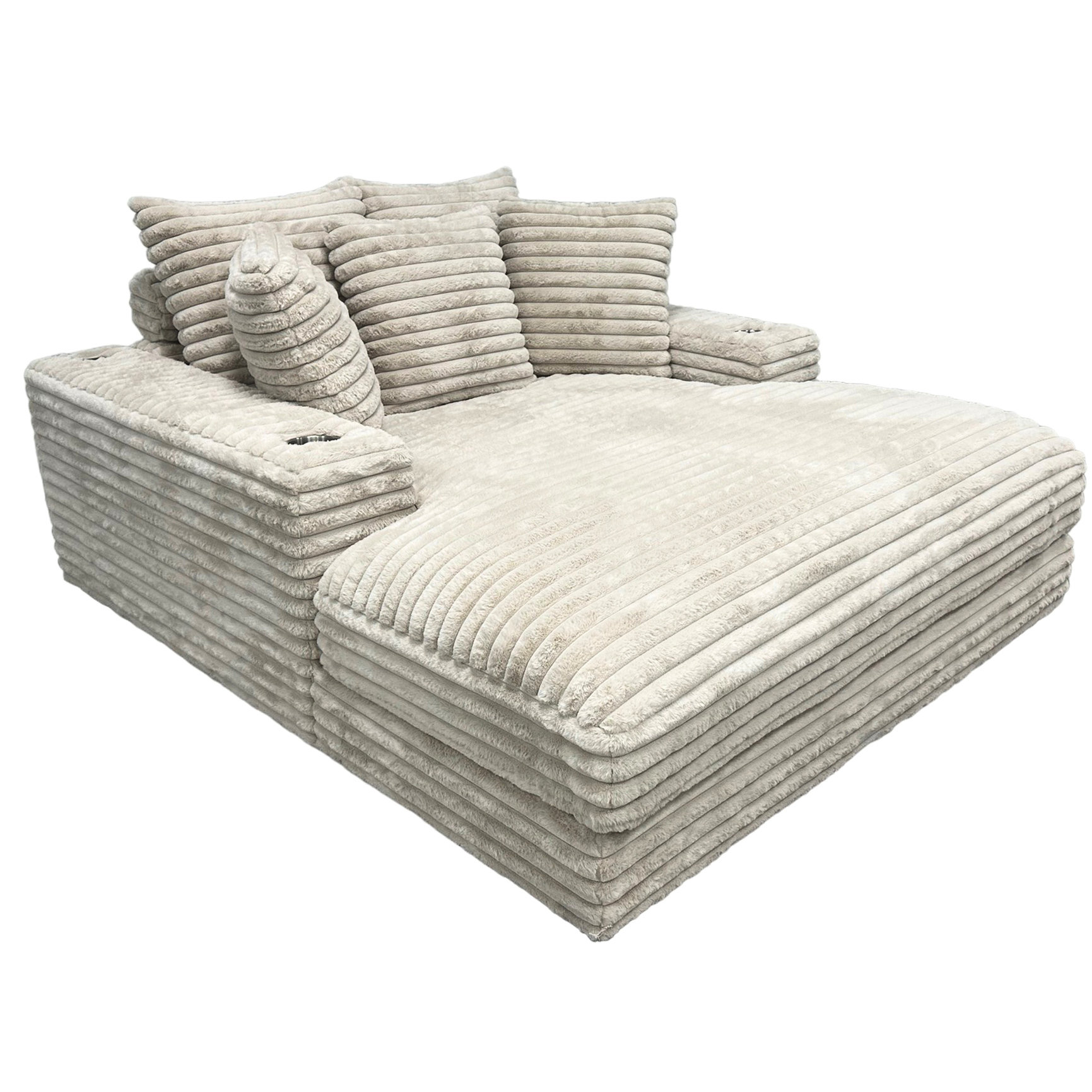 Orren Ellis Modern Bedroom Chaise Lounge With Cupholder And - Taupe ...