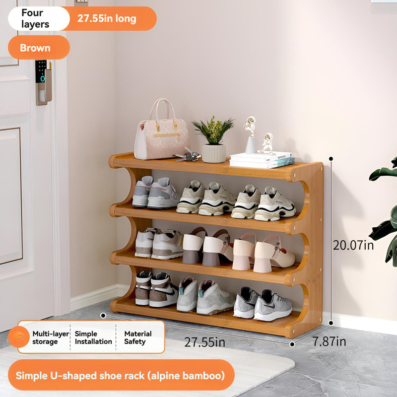 Rebrilliant U-Shaped Simple Shoe Rack, Multi-Layer Storage | Wayfair