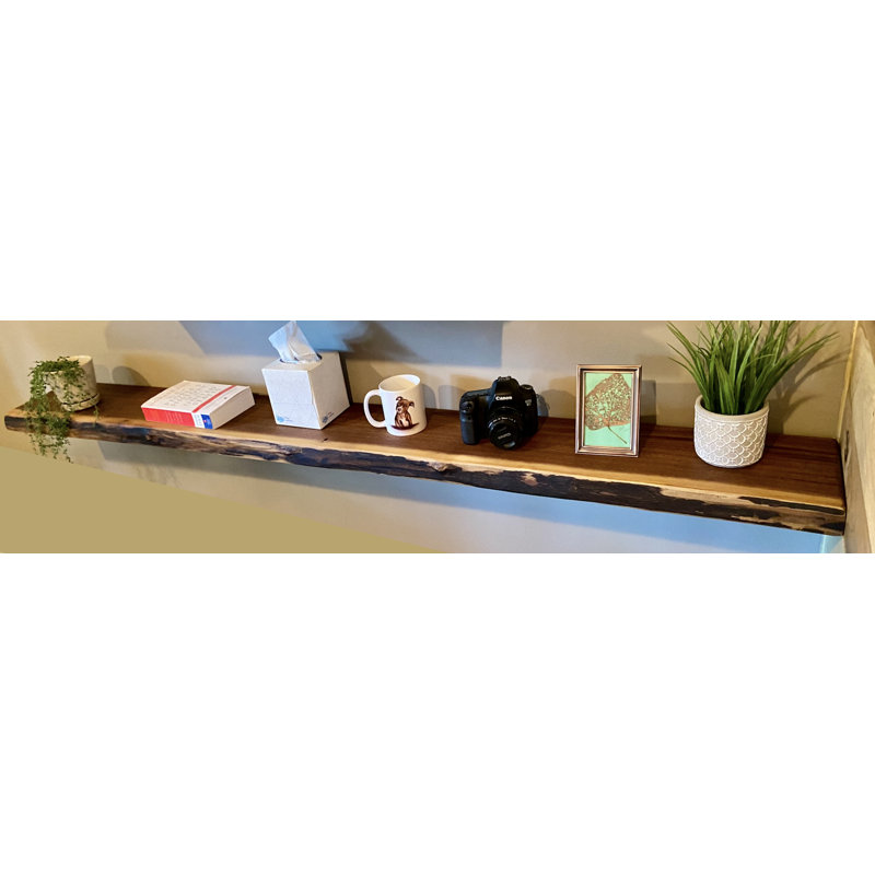 Steel Oak Narrow Live Edge Walnut Floating Shelf, Hallway Floating ...