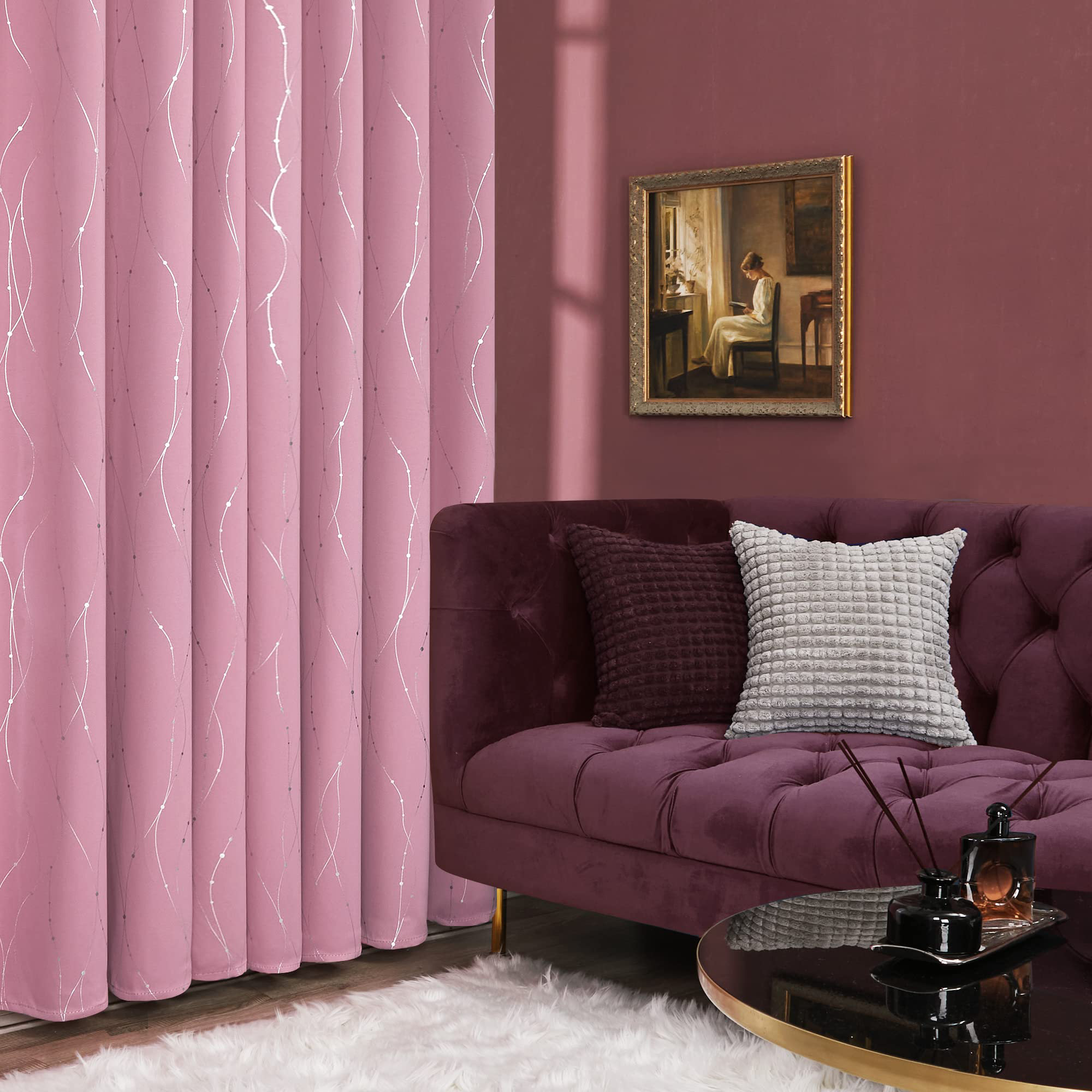 Mercer41 Wave Line with Dots Printed Grommet Window Curtains for Living ...