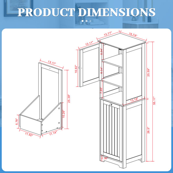 Lark Manor™ Elahni 55.1"H 1-Compartment Tilt-Out Laundry Basket ...