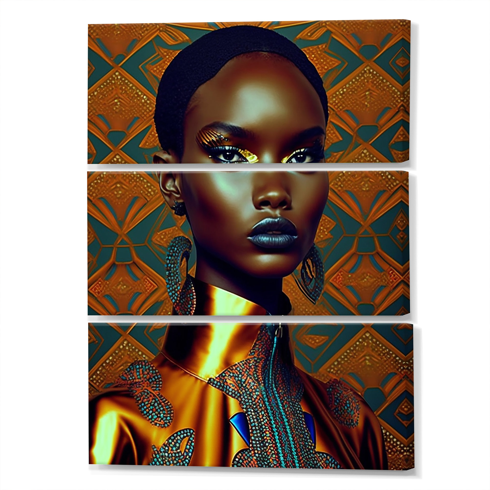 Dakota Fields Exquiste African Woman Design II On Canvas 3 Pieces Print ...