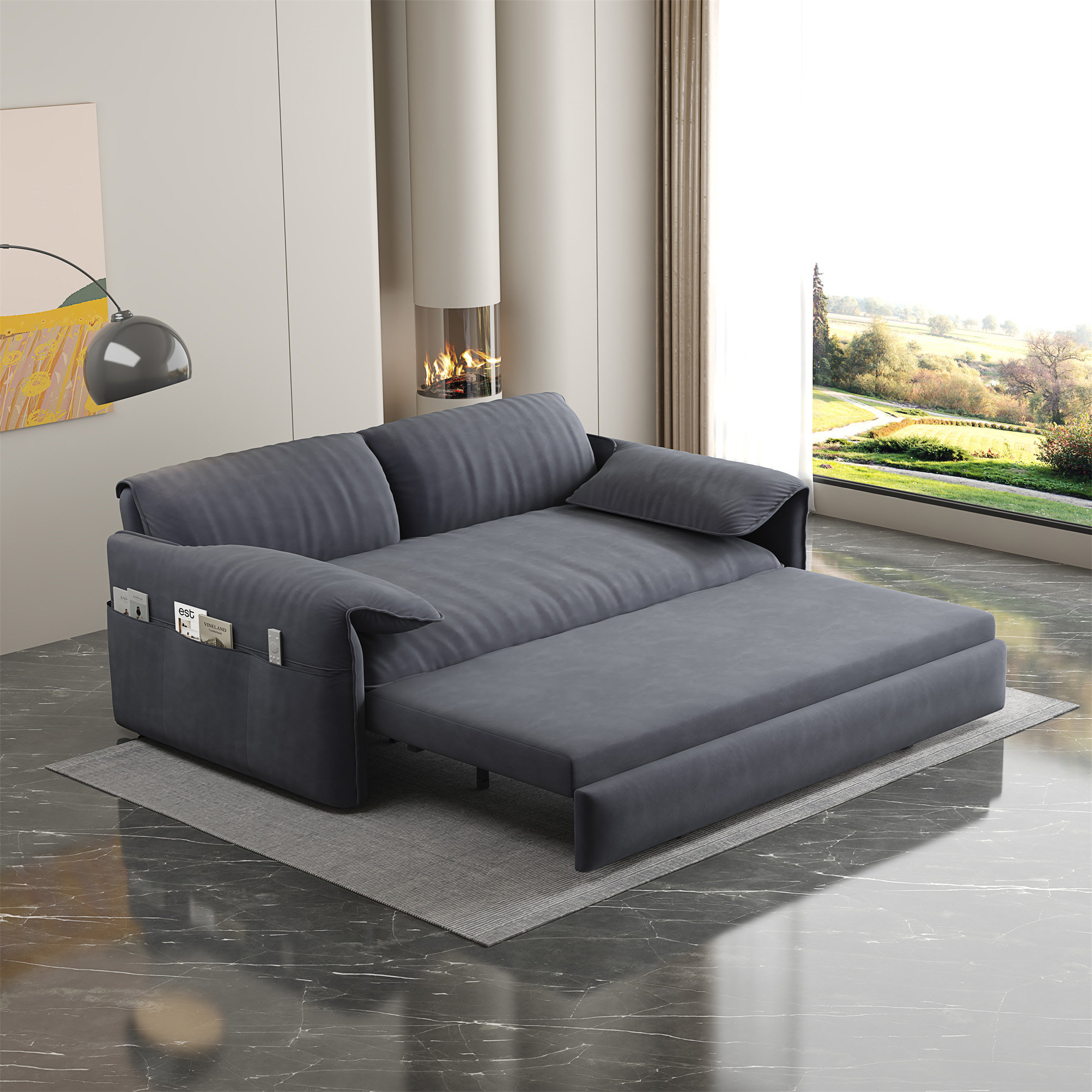 Keyly inc Flum 66“ Queen Size Convertible Sleeper Sofa Bed Pull-Out ...