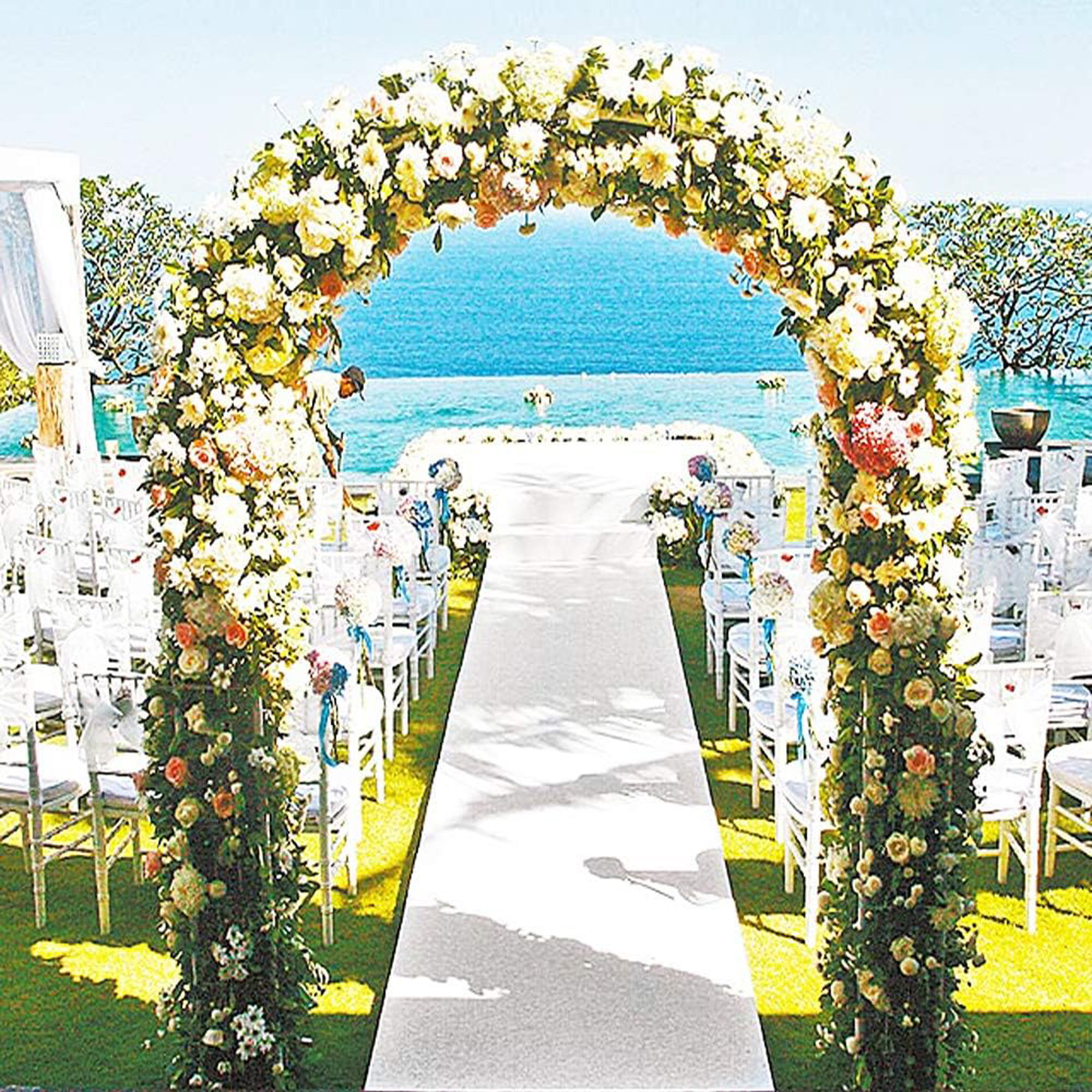 Artmeer Metal Garden Arbour Wedding Arch 76.8 inch H x 90.5 inch W 94.5 ...