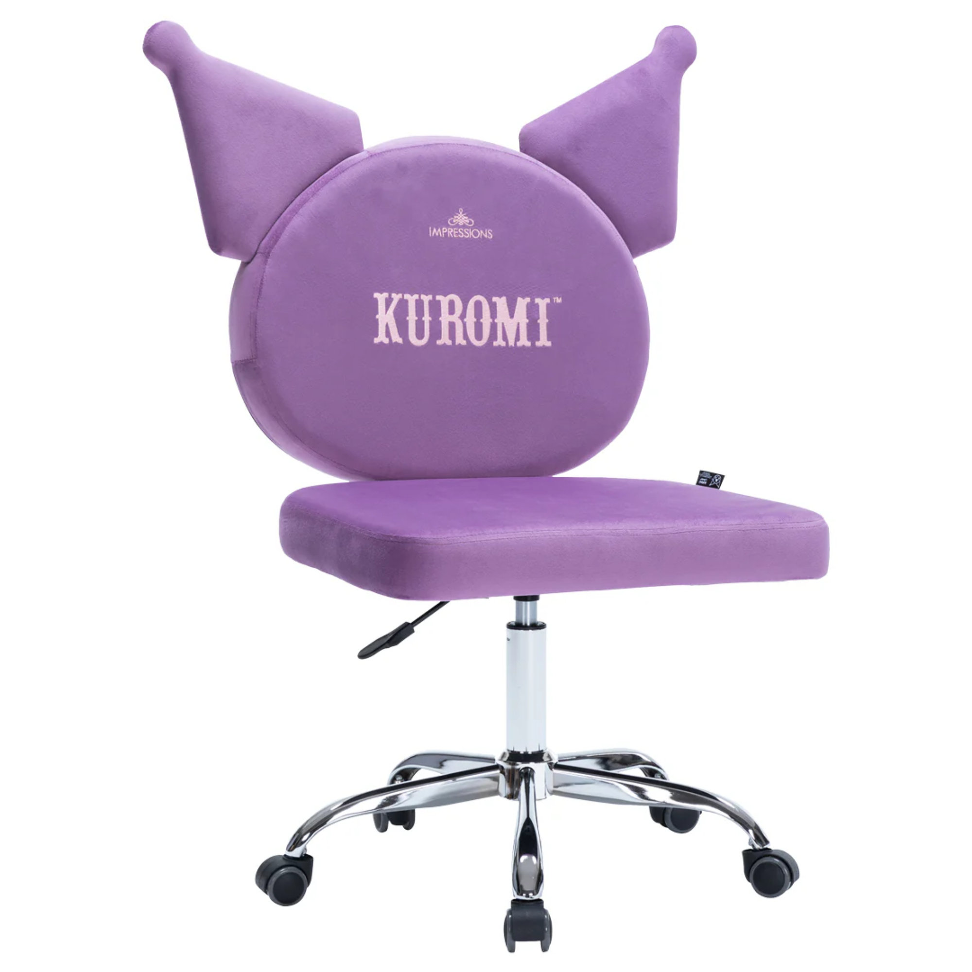 Ivy Bronx Kuromi Armless Swivel Cute Desk Chair for Bedroom, Velvet ...