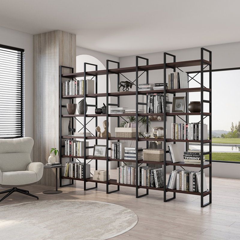 17 Stories Wesa 85" H x 106" W Metal Etagere Bookcase | Wayfair