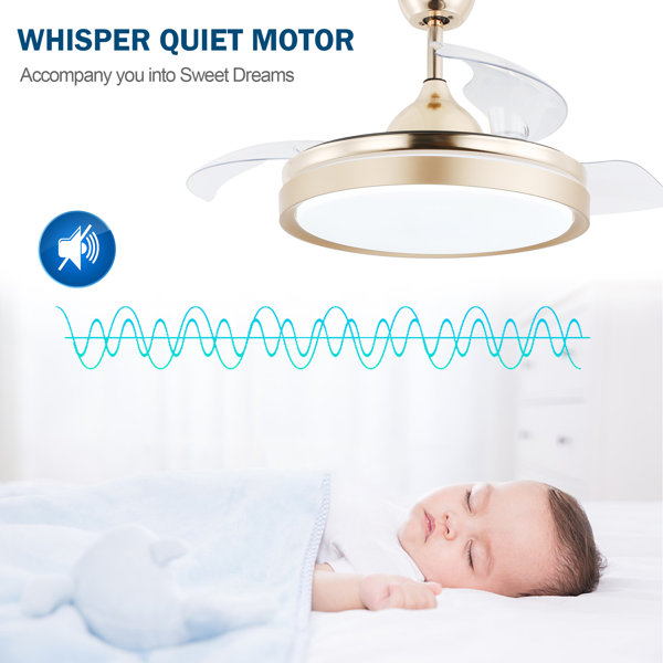 Orren Ellis 42" Retractable Ceiling fan with Light, 6-Speed Latest DC ...