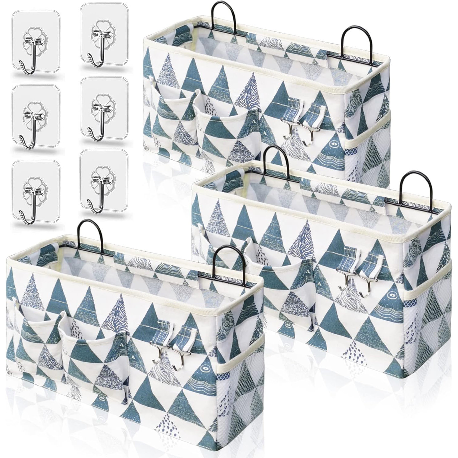 Ebern Designs 3pcs Large Wall Hanging Organizer Bag, Linen Fabric Door ...