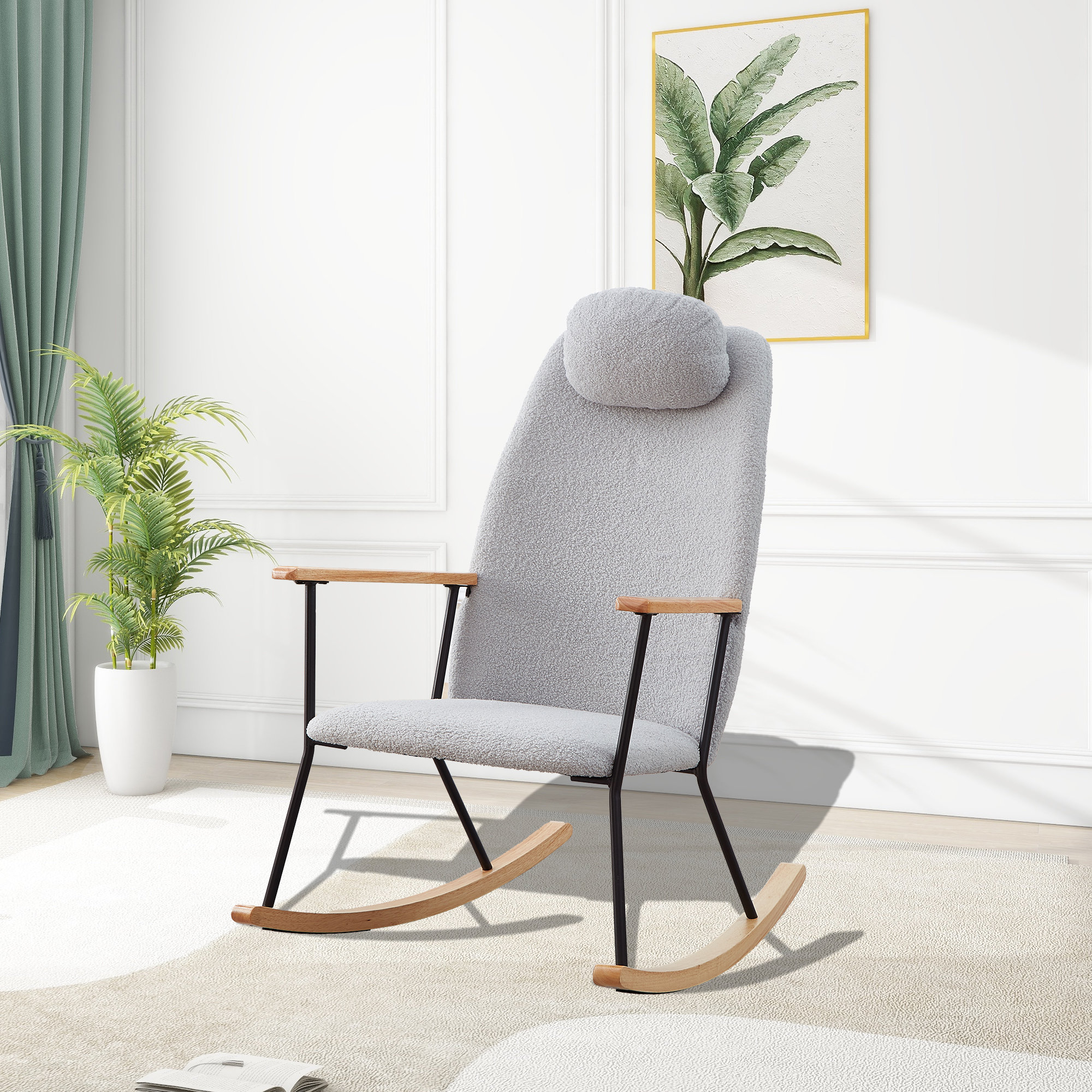 QZV Accent Rocking Chair With Adjustable Headrest For Relaxation | Wayfair