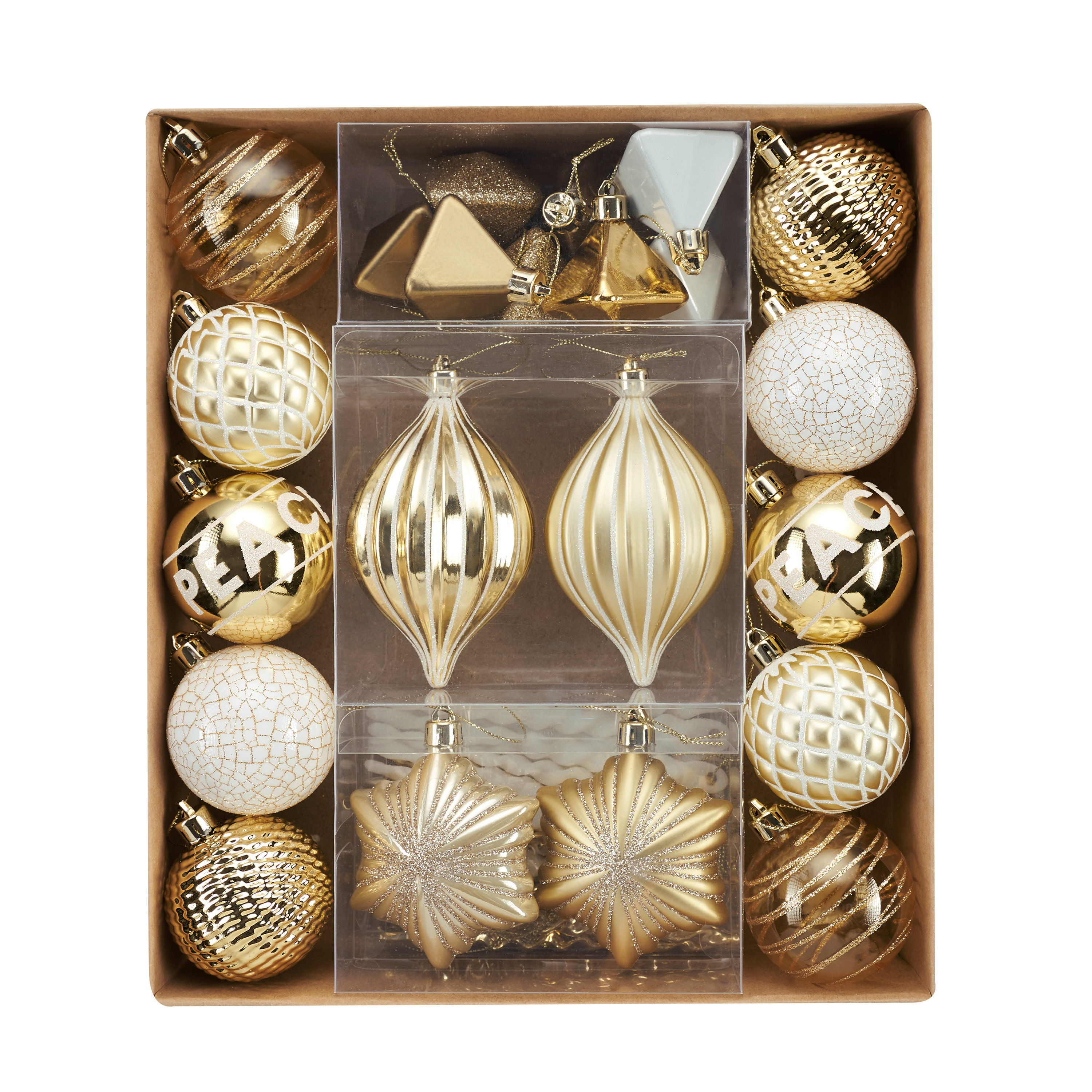 The Holiday Aisle® Ieasha 40ct Assorted Shatterproof Gold and White ...