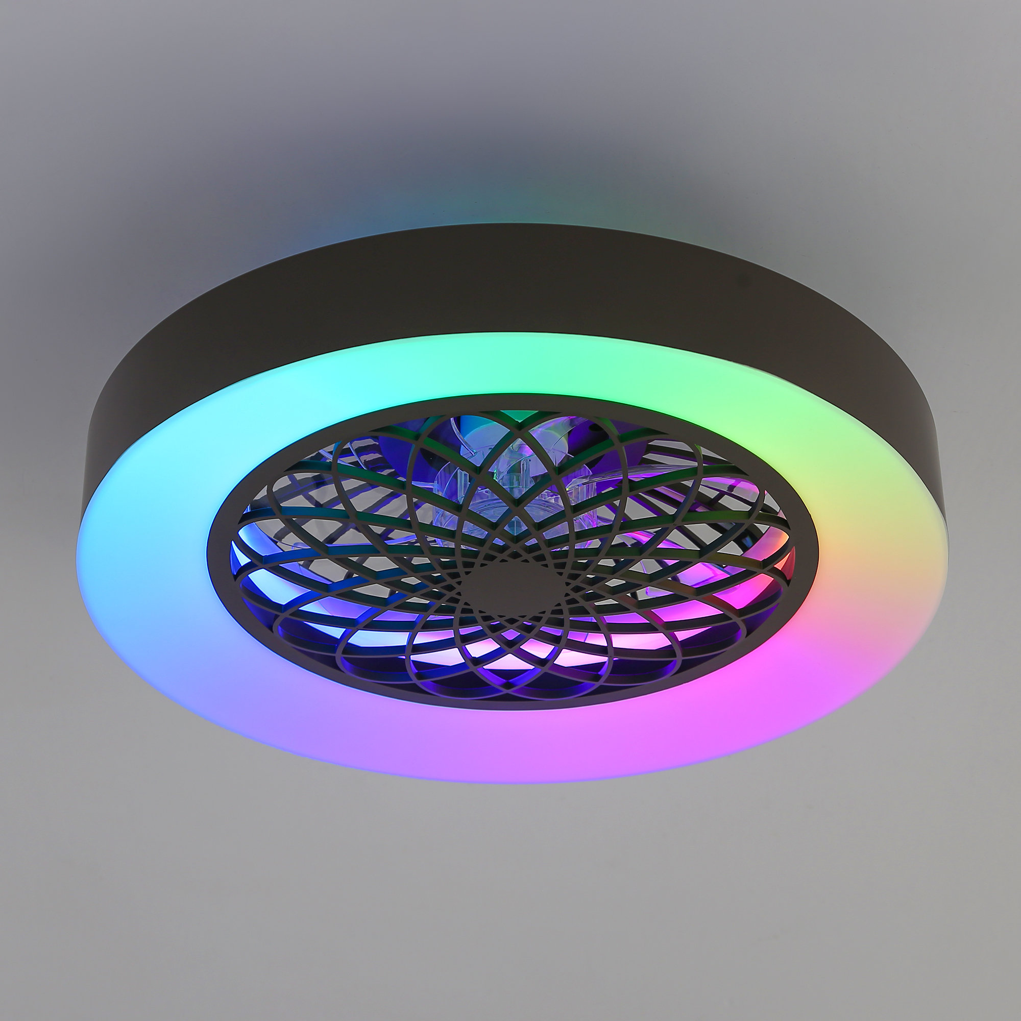 Ivy Bronx Messaouda 20" Bladeless Brown Smart RGB Ceiling Fan With LED ...