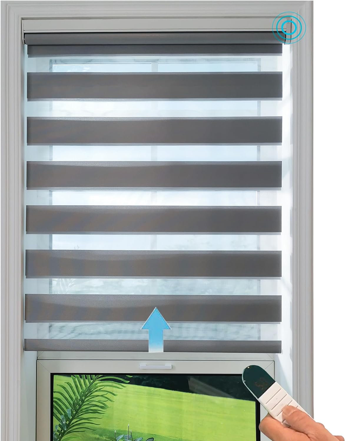 Symple Stuff Motorized Zebra Blinds with Remote Control Window Shades ...