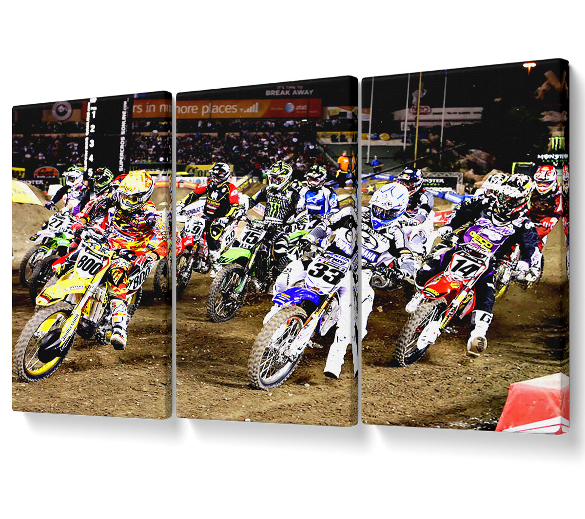 Brayden Studio Ama Motorcross - 3 Piece Wrapped Canvas Graphic Art ...