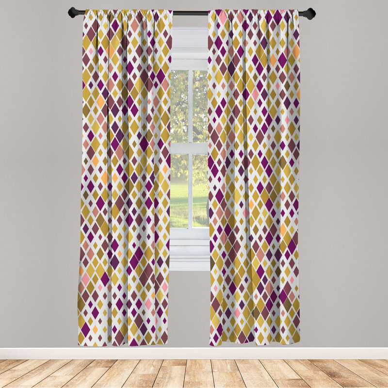 George Oliver Ethnic Curtains, Pattern of Abstract Squares, Pair ...