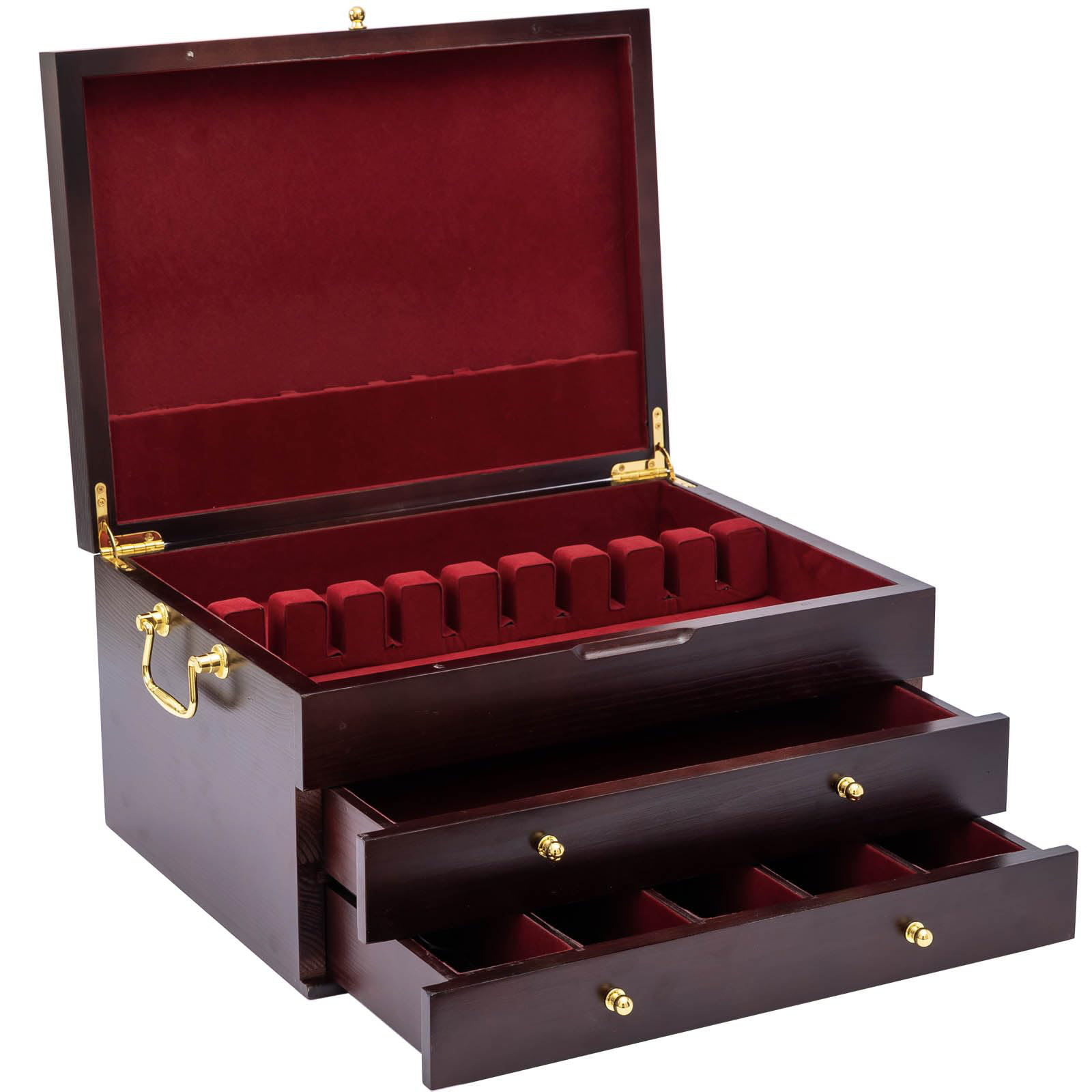 KAISHENGDAA Wooden Silverware Chest Without Silverware Three-Layer ...