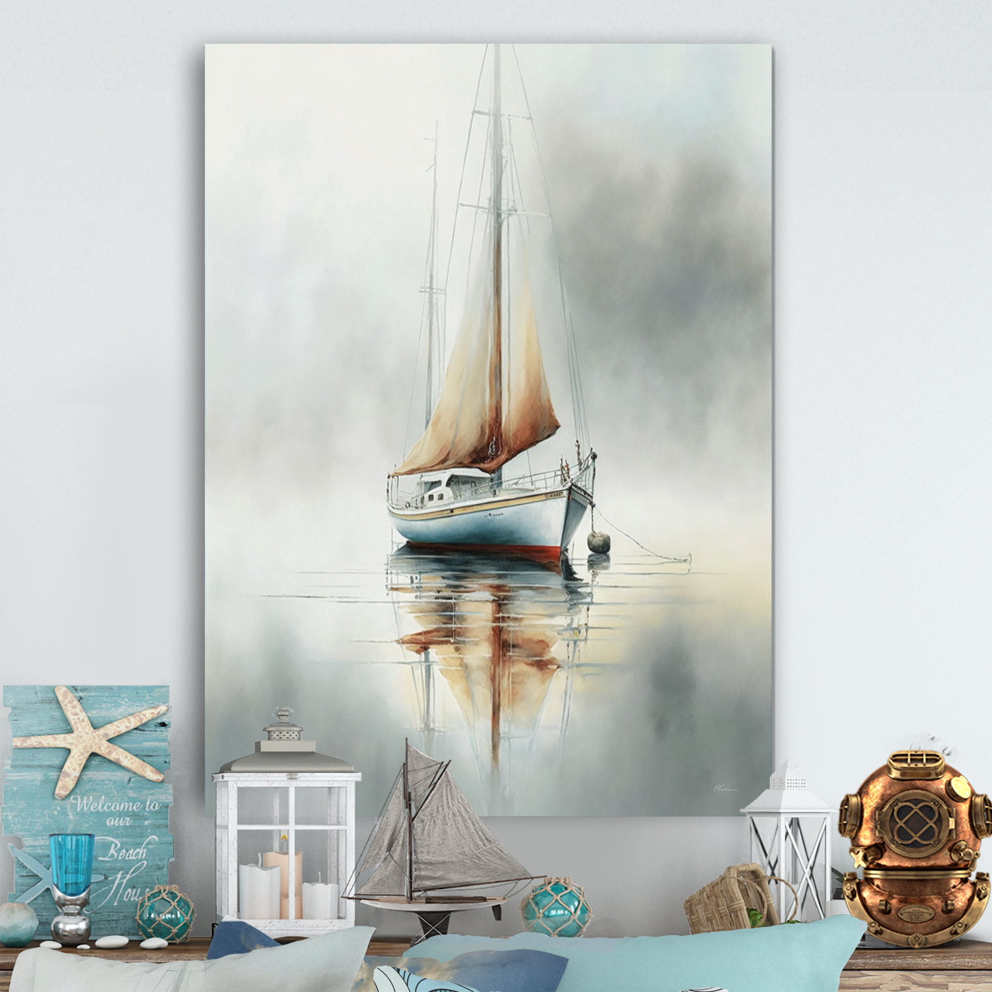 Longshore Tides Boat On The Lake II - Coastal Boat Framed Prints ...