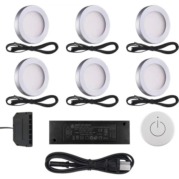 VST 6 Pack 4000K Mini Puck Light with Wireless Dimmer 12V 2W/pc for ...