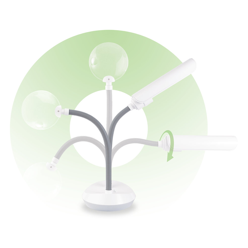 OttLite Duoflex Magnifier Lamp, 2X Optical Grade Magnification, 5X Spot ...