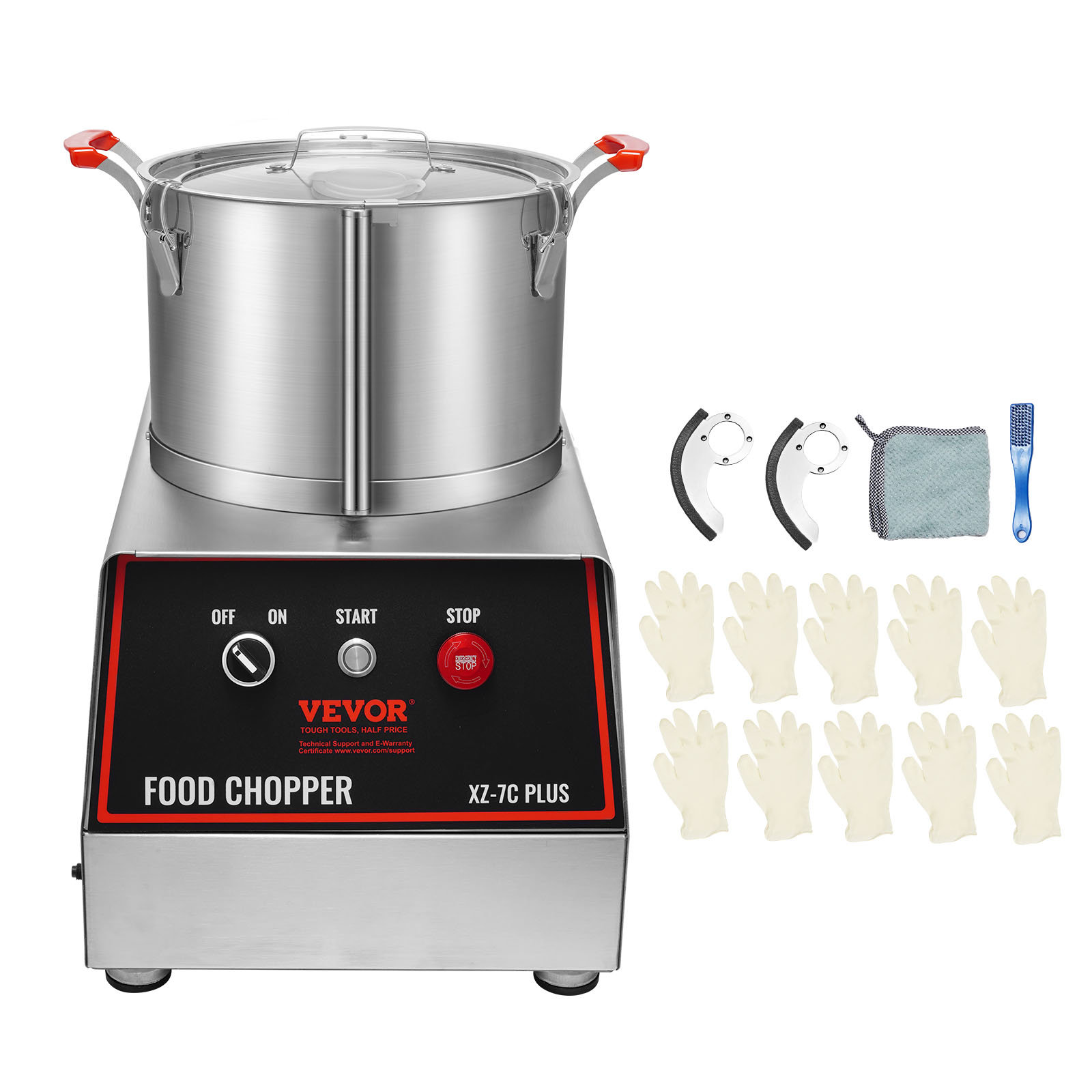 VEVOR Food Processor and Vegetable Chopper 750W 7 Quart Stainless Steel ...
