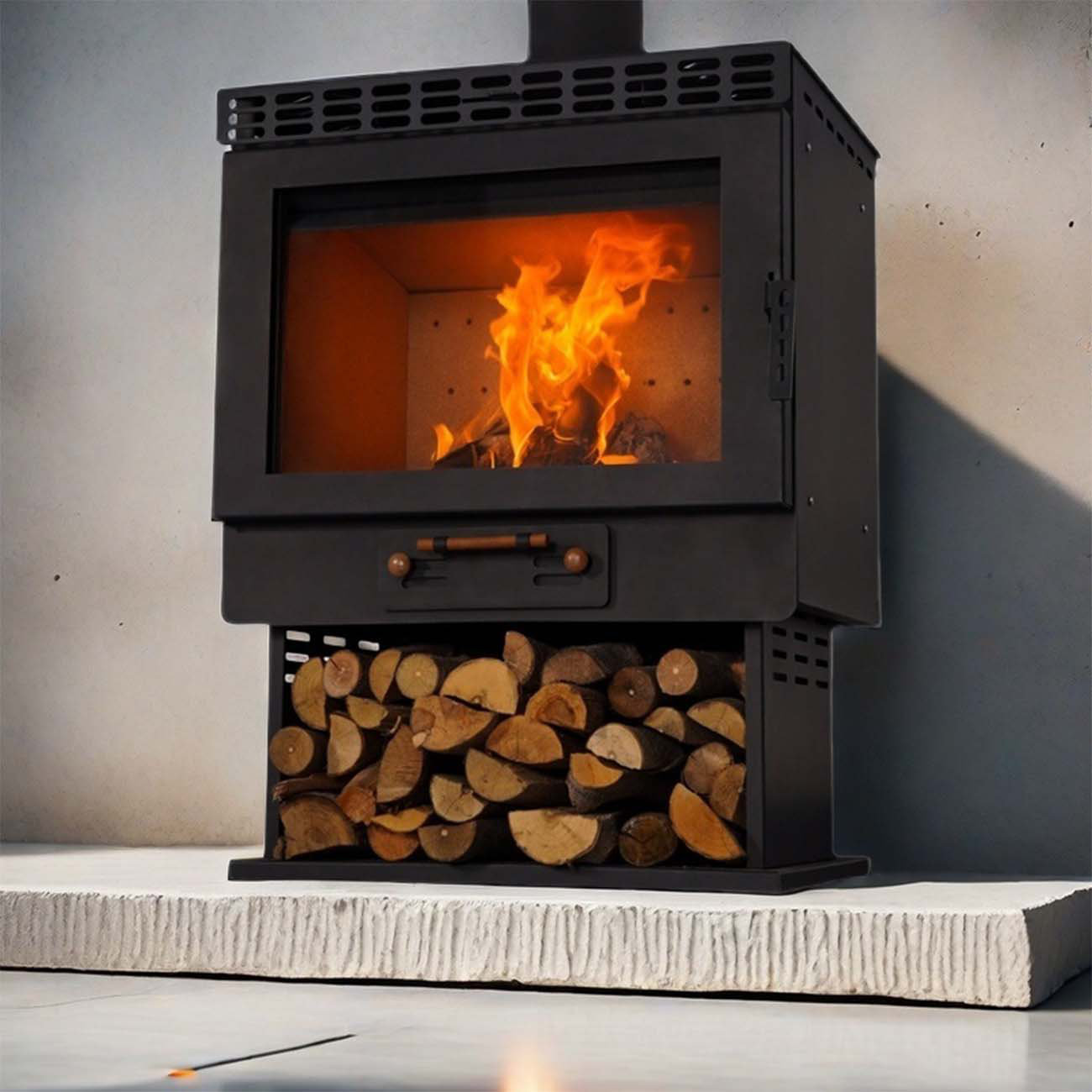 Hart Enjoy life Home heating fireplace with wood cabinet - Wayfair Canada