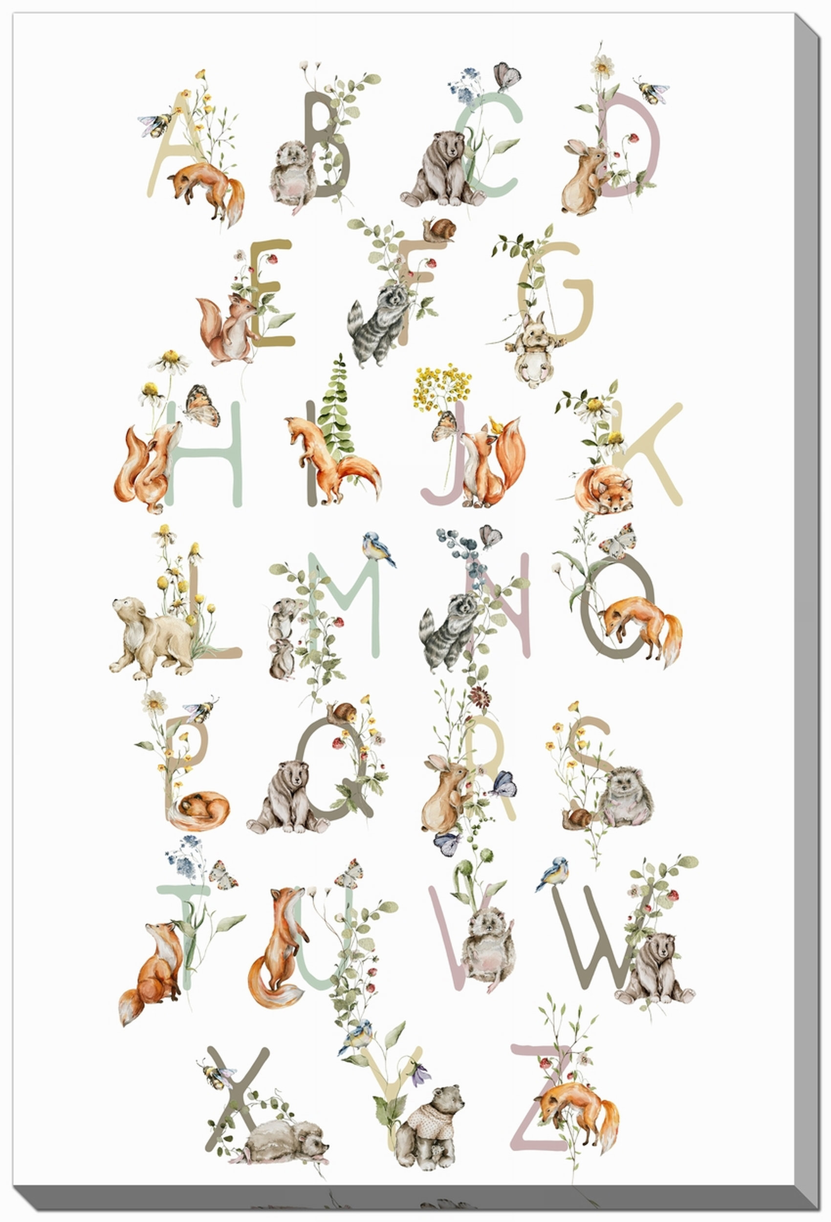 Dakota Fields Woodland Friends Alphabet Canvas Wall Art | Wayfair
