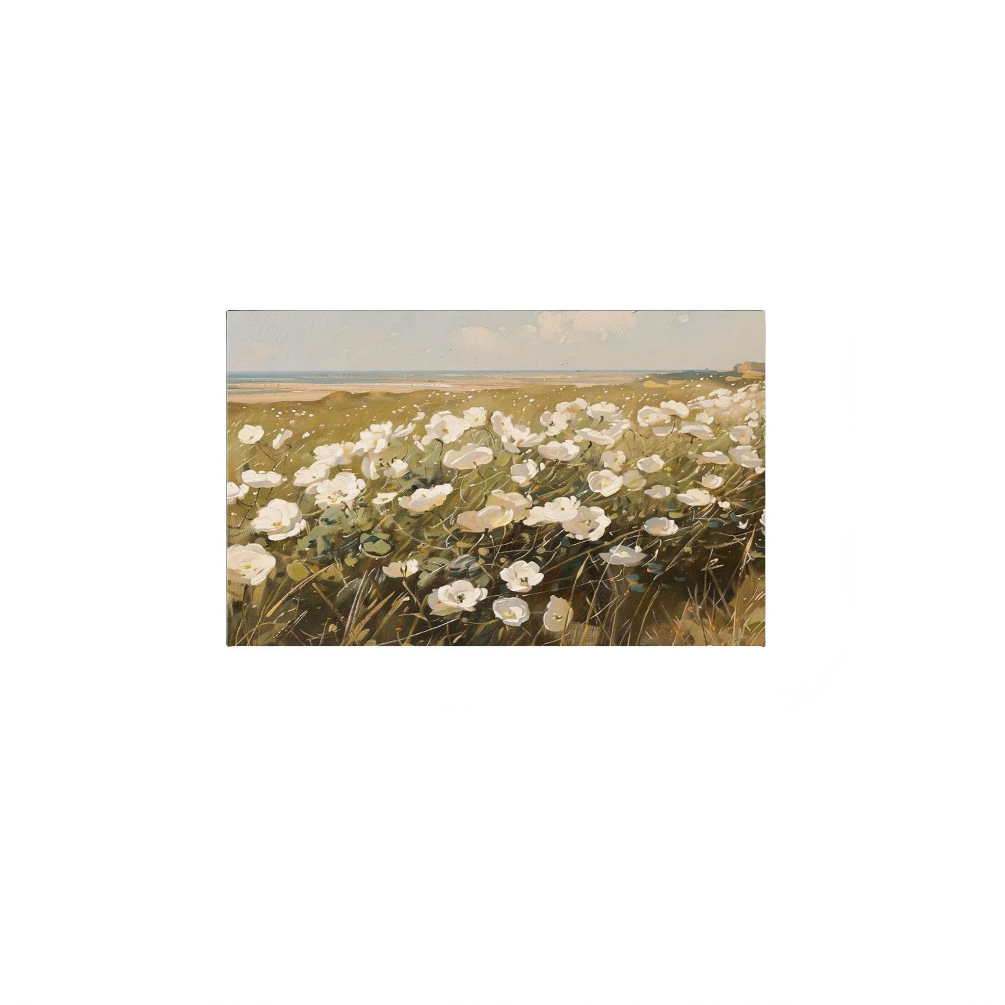 Highland Dunes Vintage Wildflower White Flower, Built-In Back Wood ...
