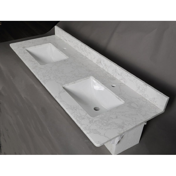 Koville Guein 61" Quartz Double Bathroom Vanity Top with Sink | Wayfair