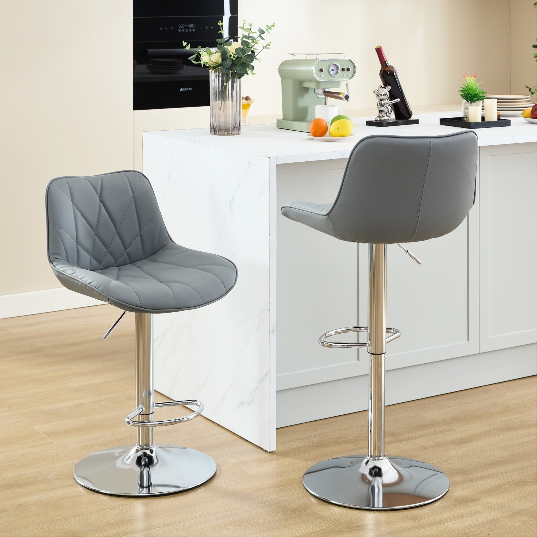 Ivy Bronx Counter Height Bar Stools, Gray ( Of 2). Adjustable Swivel ...