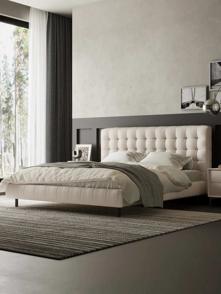 Splendor Furniture Leather Bed, Light Luxury Solid Wood Upholstery ...